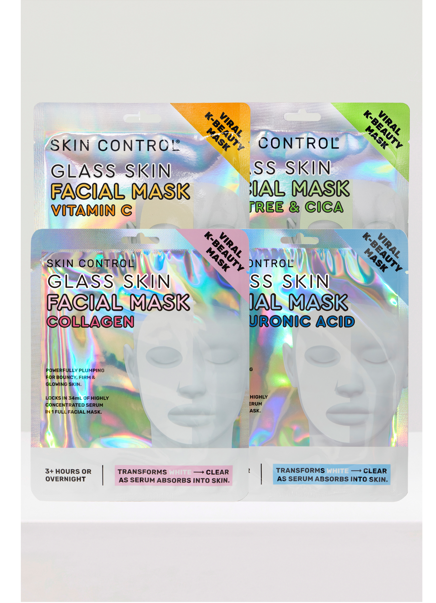 Glass Skin Facial Mask Starter Pack 4pk – Skin Control