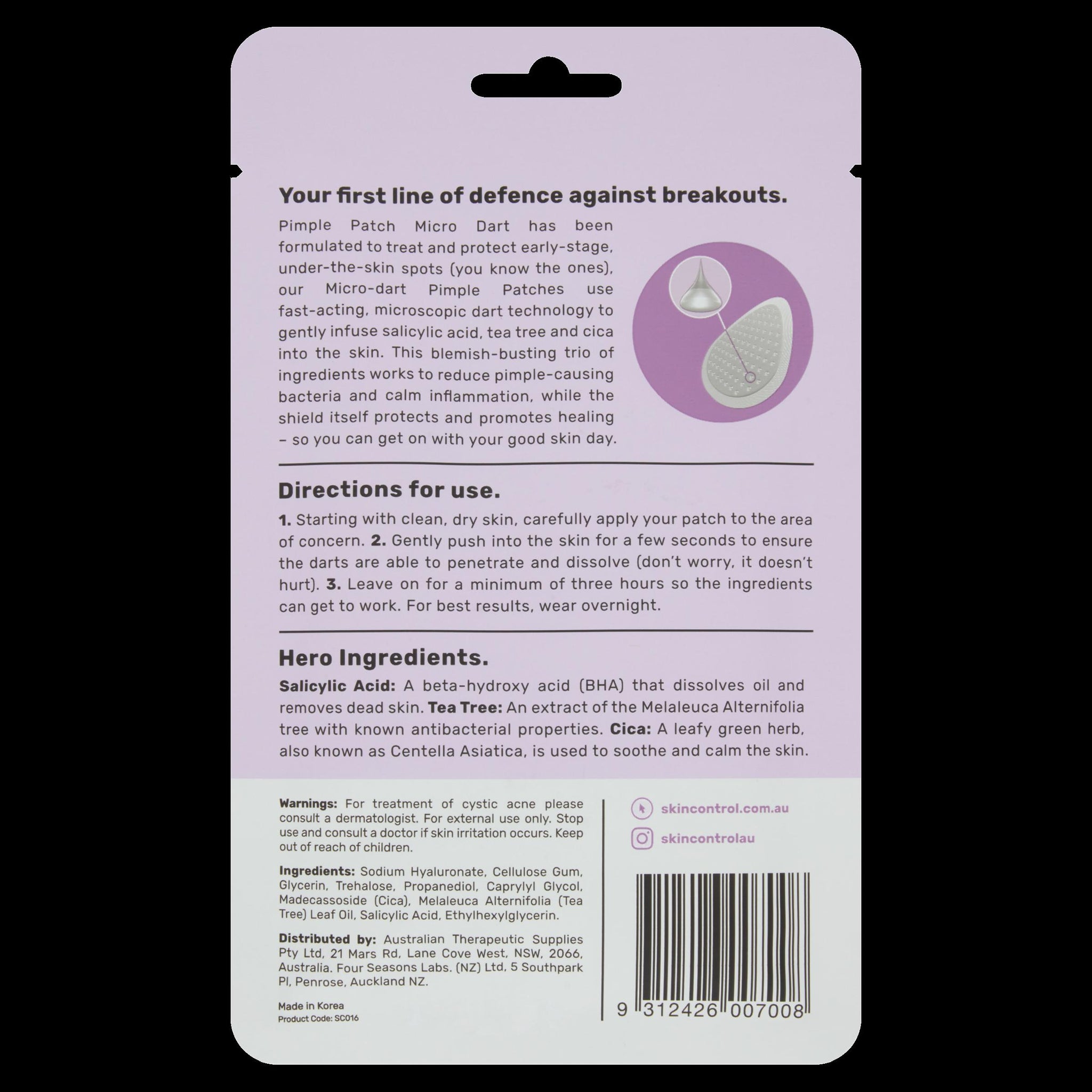 PIMPLE PATCH MICRO DART 9PK – Skin Control